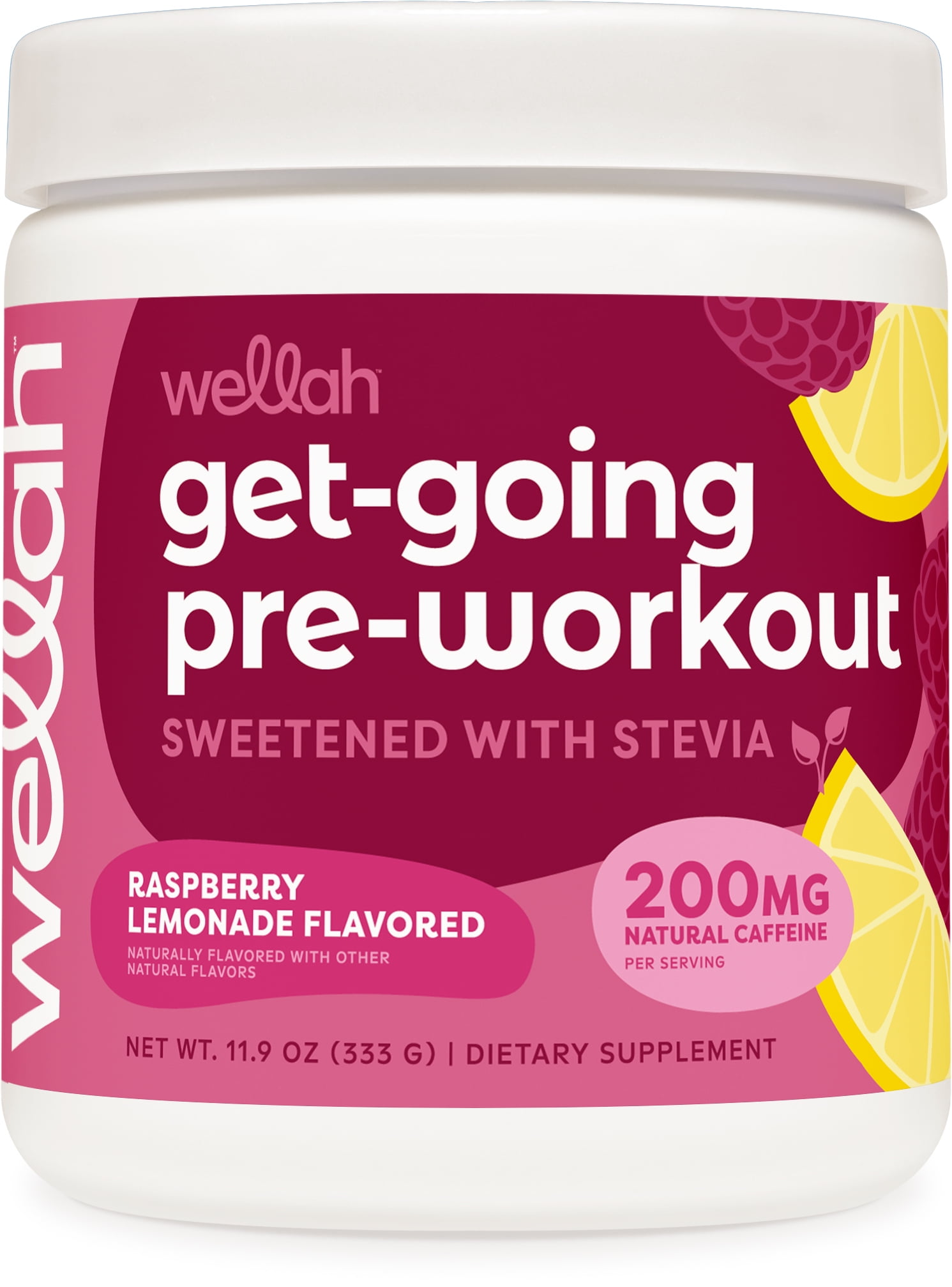 Wellah Get-Going Pre-Workout Drink Mix (Raspberry Lemonade) 200mg ...