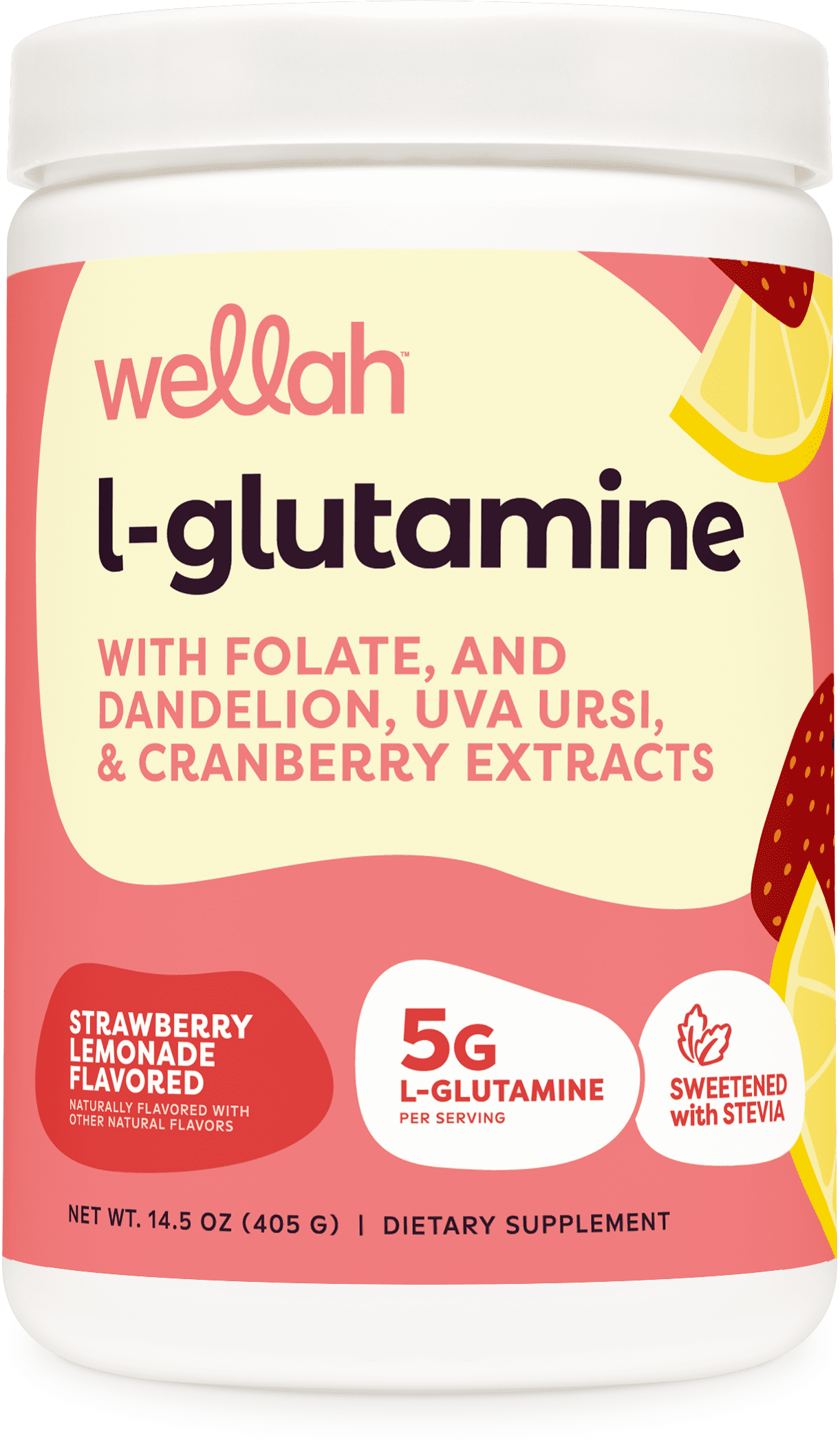 Wellah L-Glutamine Strawberry Lemonade Flavored (50 Servings) - 5g L ...