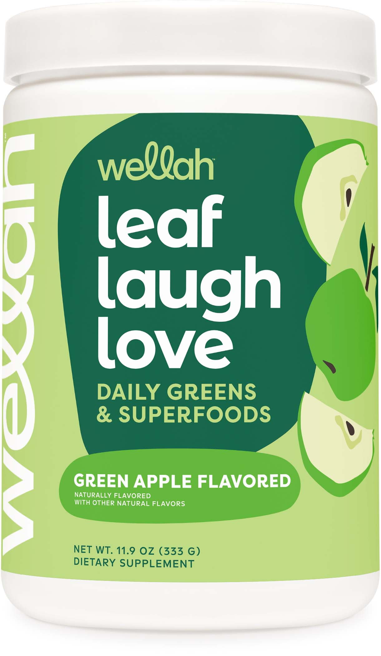 Wellah Leaf, Laugh, Love Super Greens Powder (Green Apple) 30 Servings ...