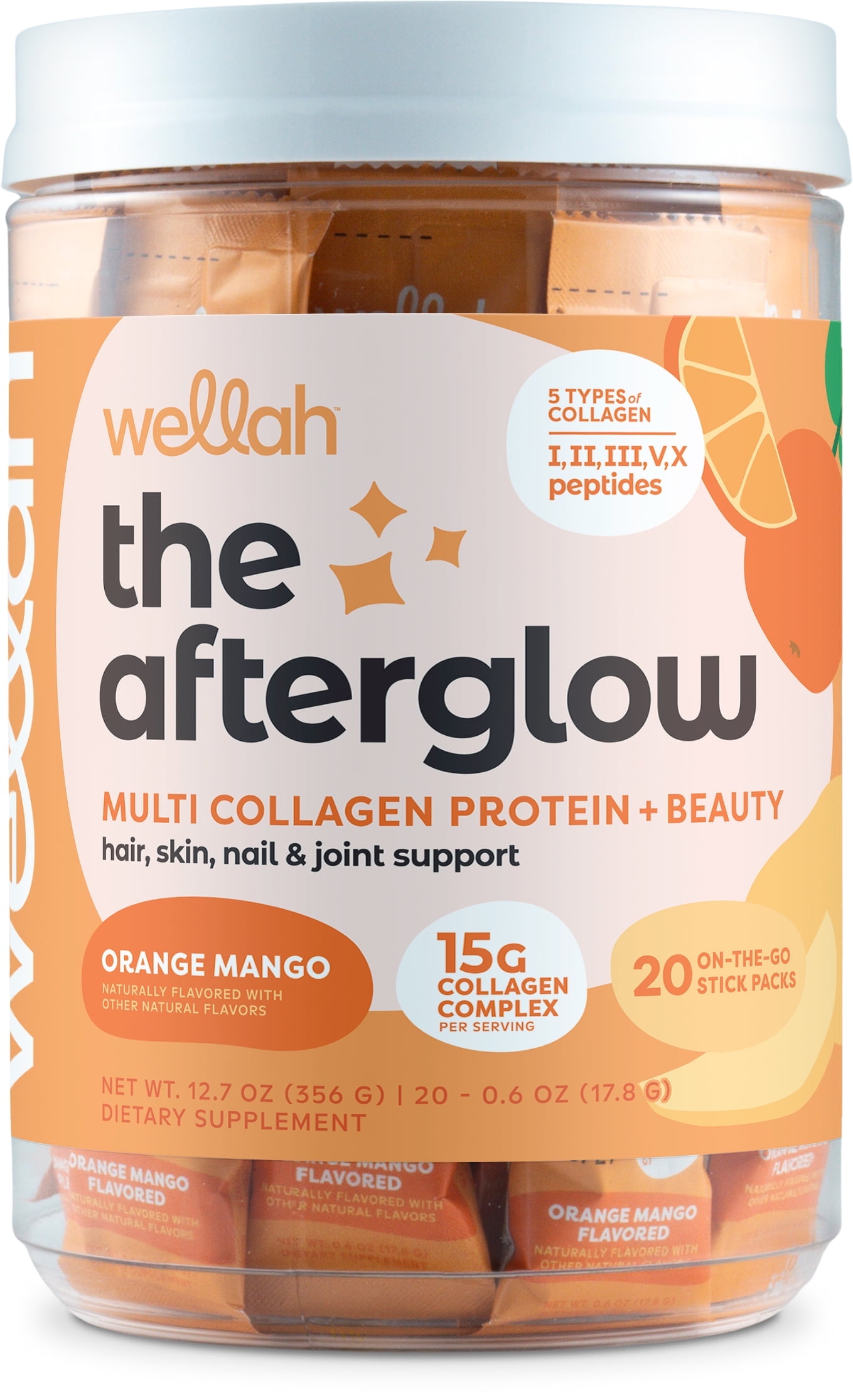 Wellah Multi Collagen Protein + Beauty (Orange Mango) 20 Stickpacks ...