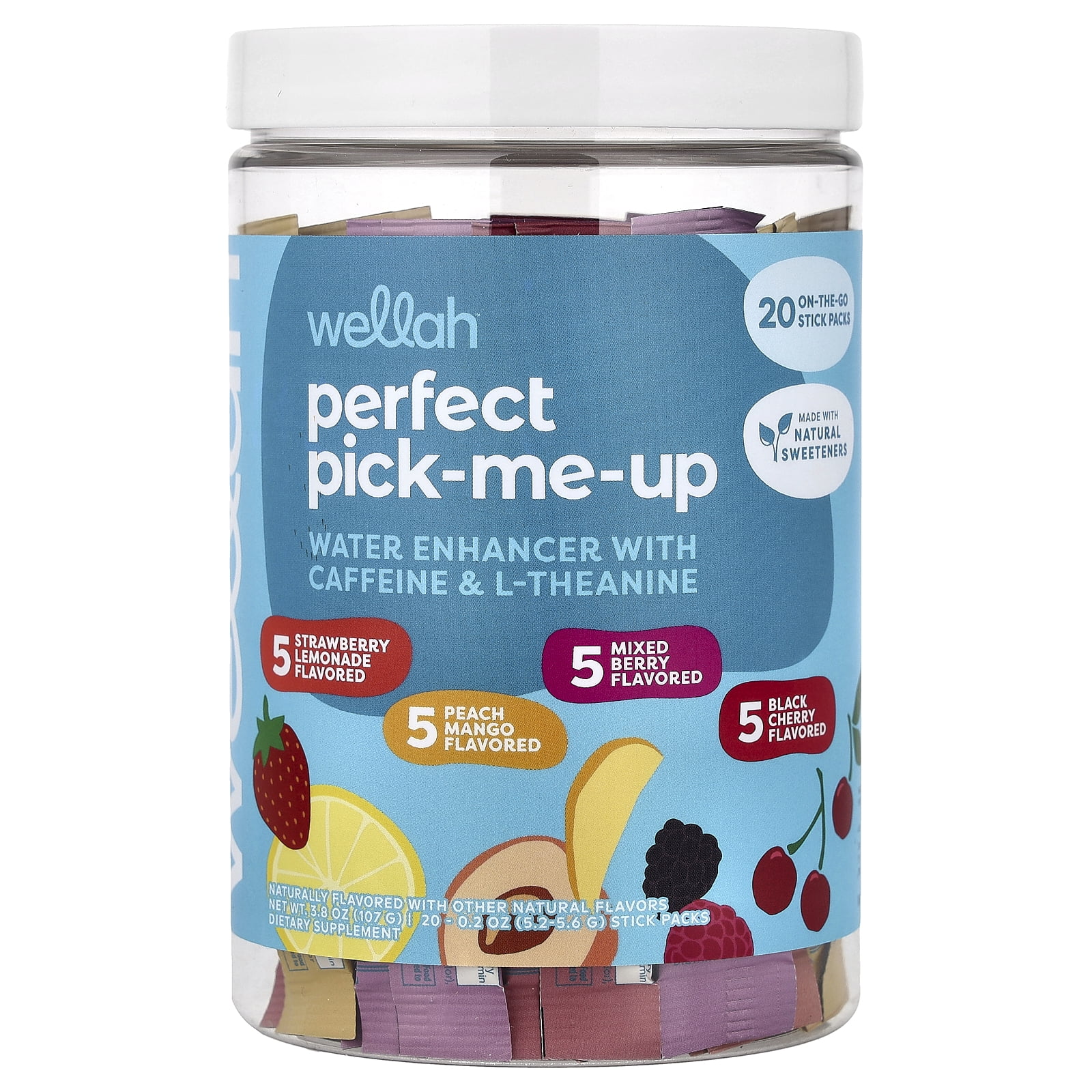 Wellah Perfect Pick-Me-Up, Water Enhancer With Caffeine & L-Theanine ...