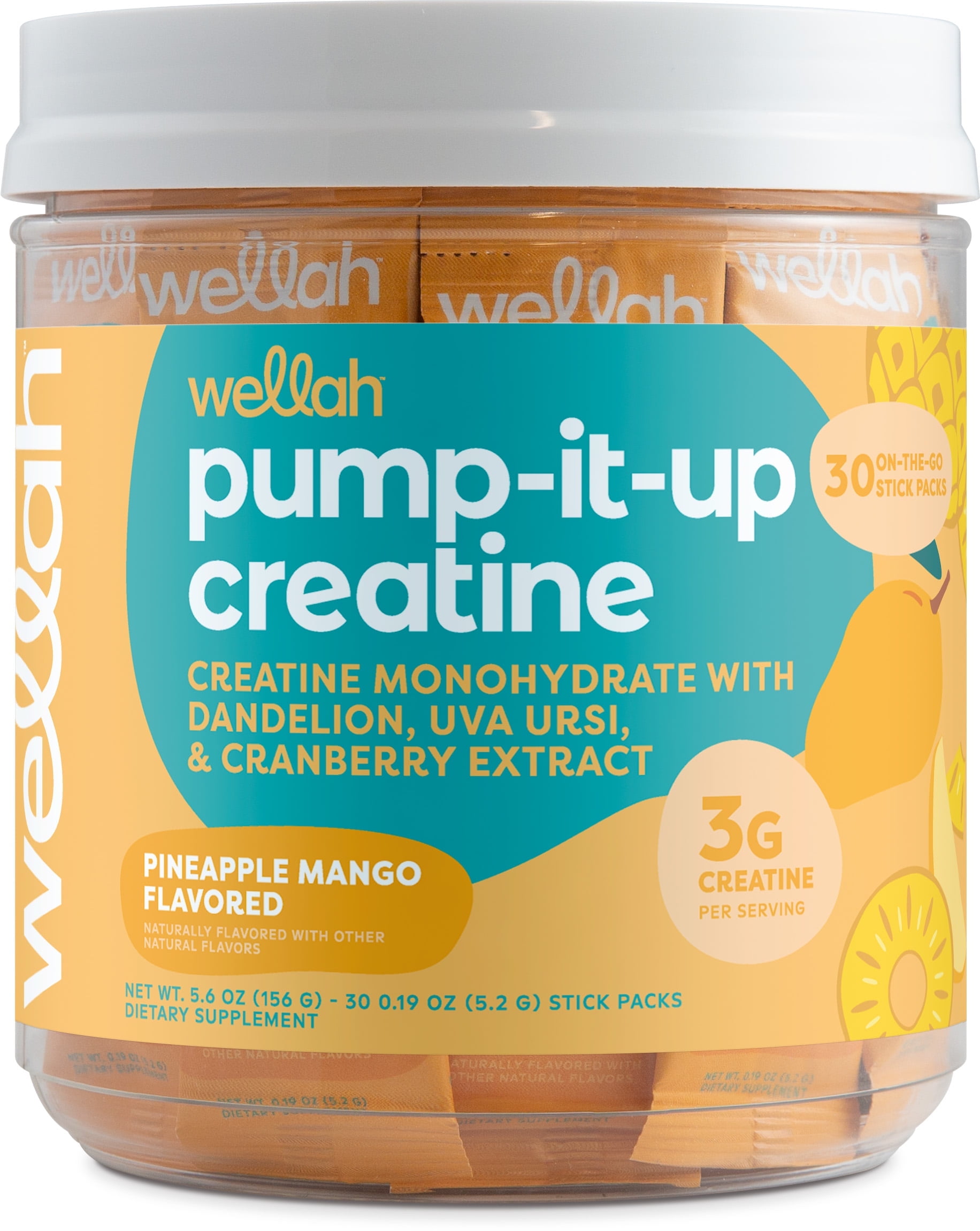 Wellah Pump-It-Up Creatine For Women (Pineapple Mango) 30 Stick Packs ...