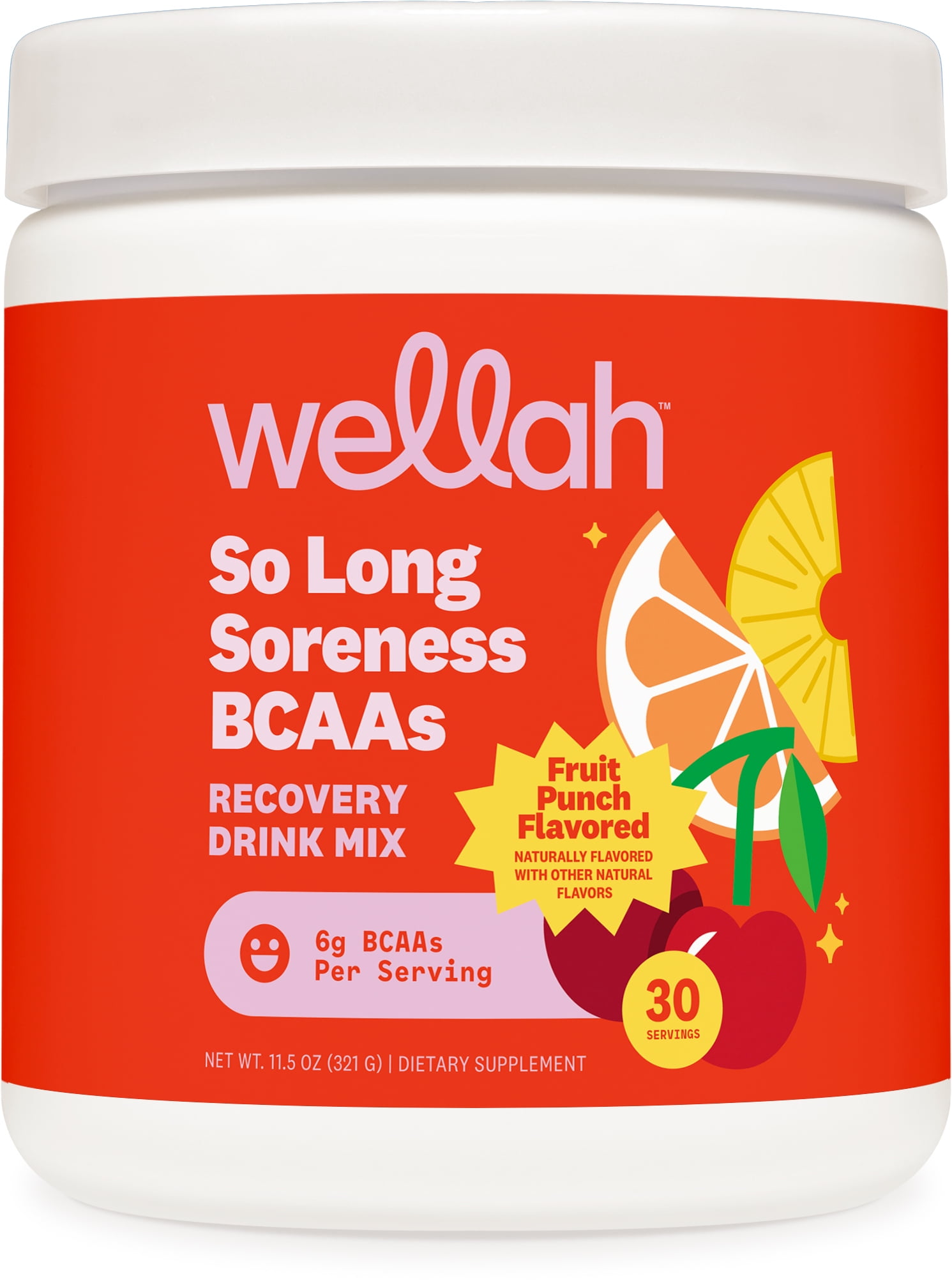 Wellah So Long Soreness BCAA Powder (Fruit Punch Flavored) 30 Servings ...