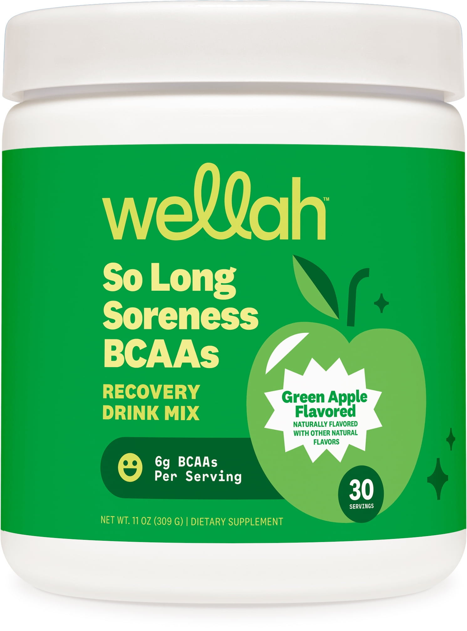 Wellah So Long Soreness BCAA Powder (Green Apple Flavored) 30 Servings ...