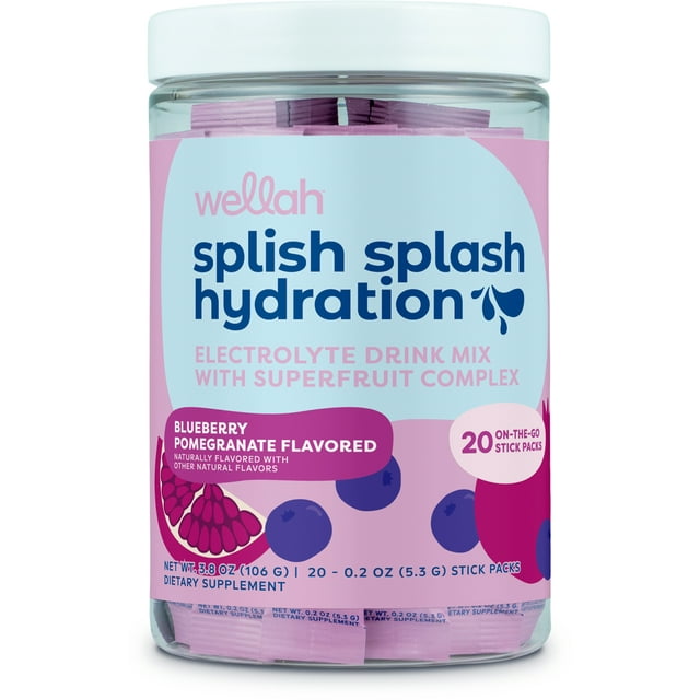 Wellah Splish Splash Hydration (Blueberry Pomegranate) 20 Stick Packs ...