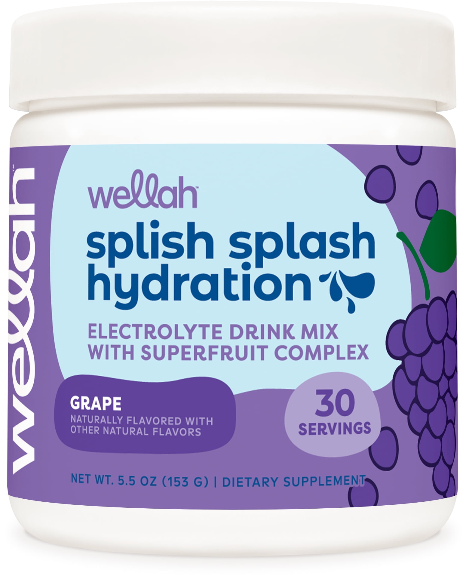 Wellah Splish Splash Hydration Electrolyte Drink Mix (Grape Flavored, 30 Servings) - Walmart.com