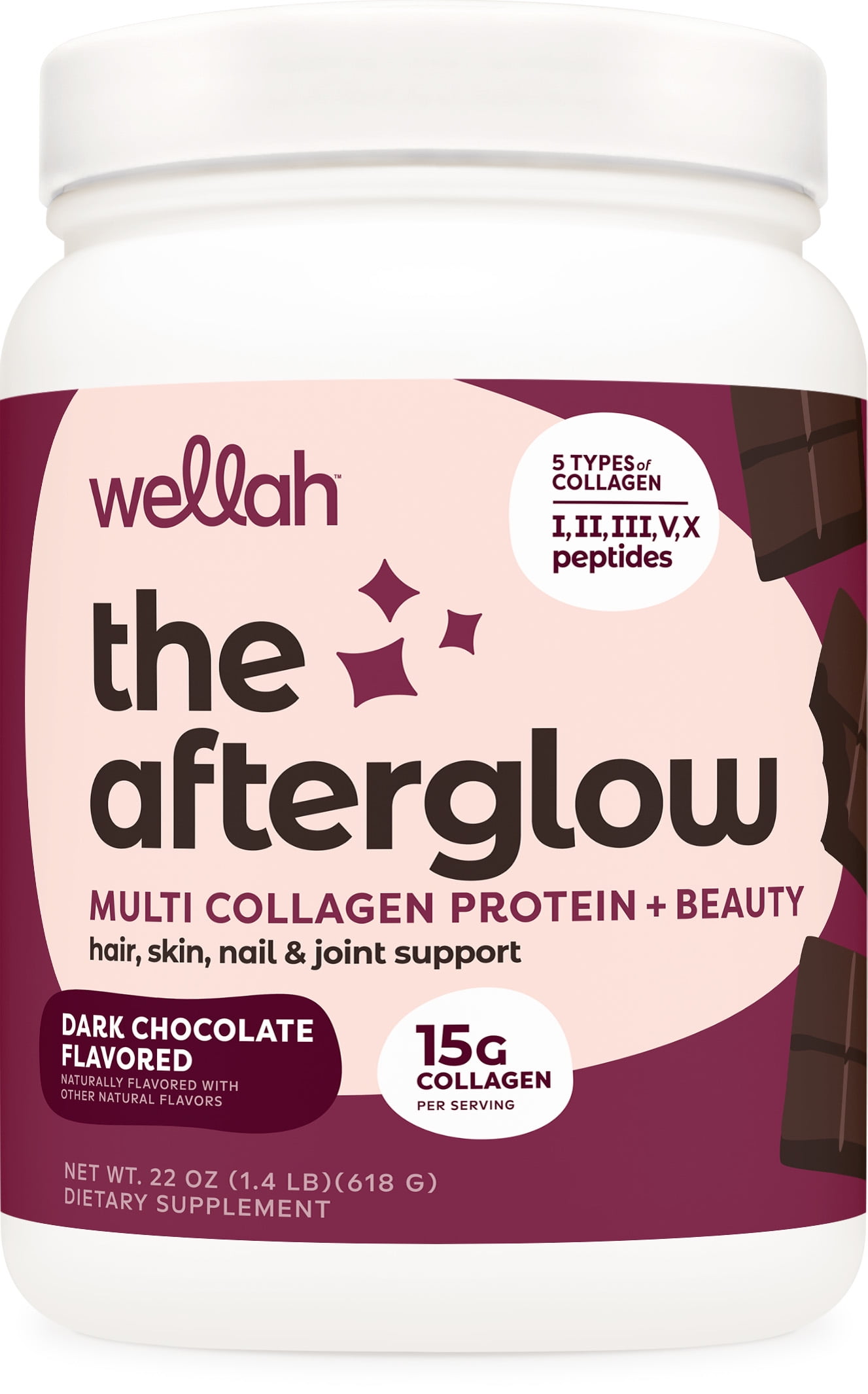 Wellah The Afterglow Multi Collagen Protein + Beauty (Dark Chocolate ...