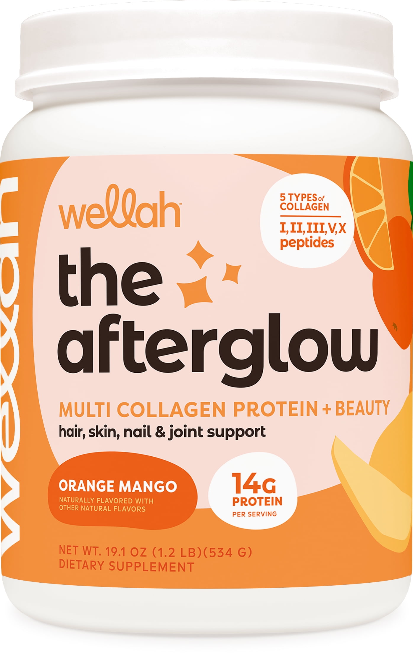 Wellah The Afterglow (Orange Mango) Multi Collagen Protein + Beauty ...