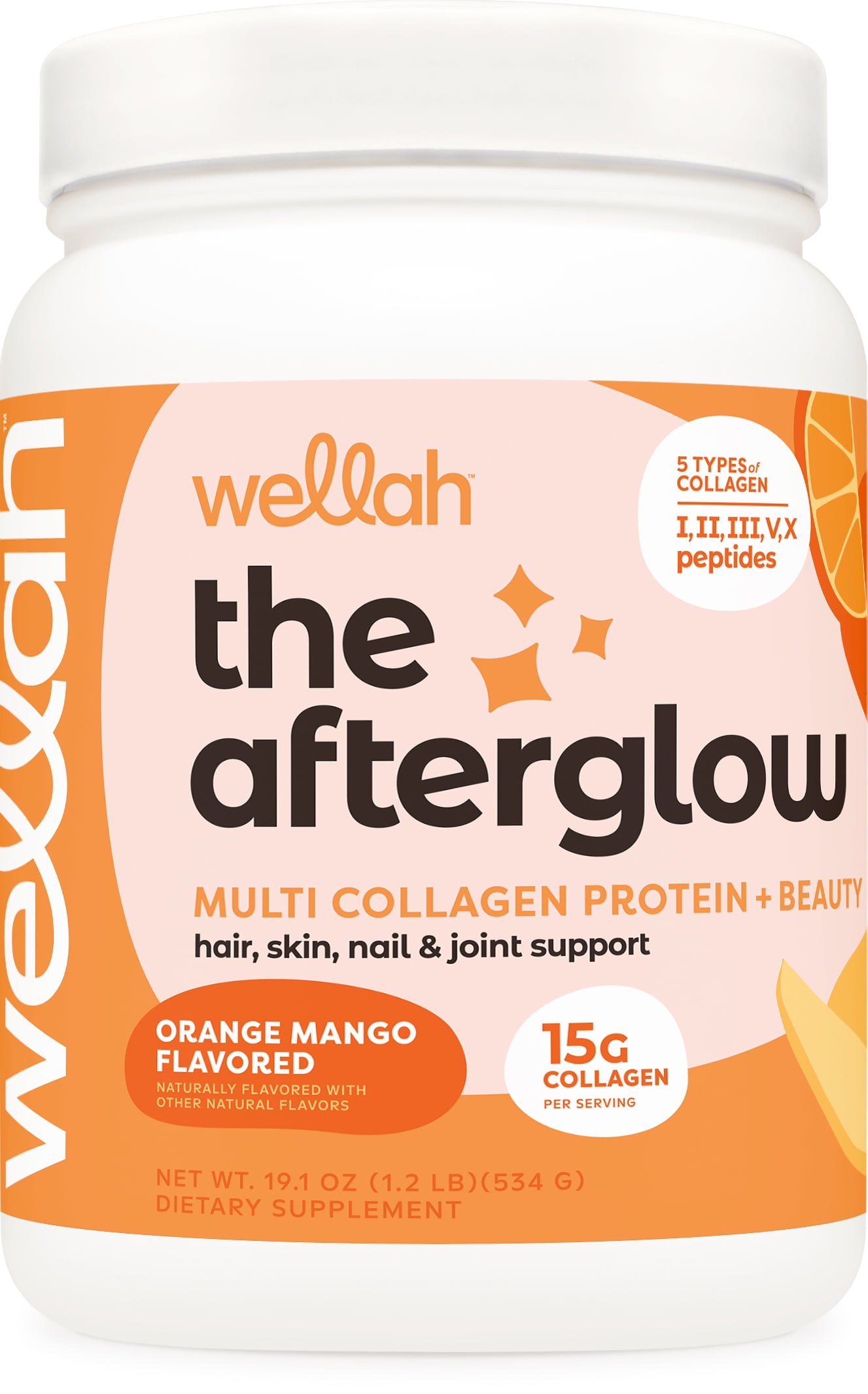 Wellah The Afterglow (Orange Mango) Multi Collagen Protein + Beauty ...