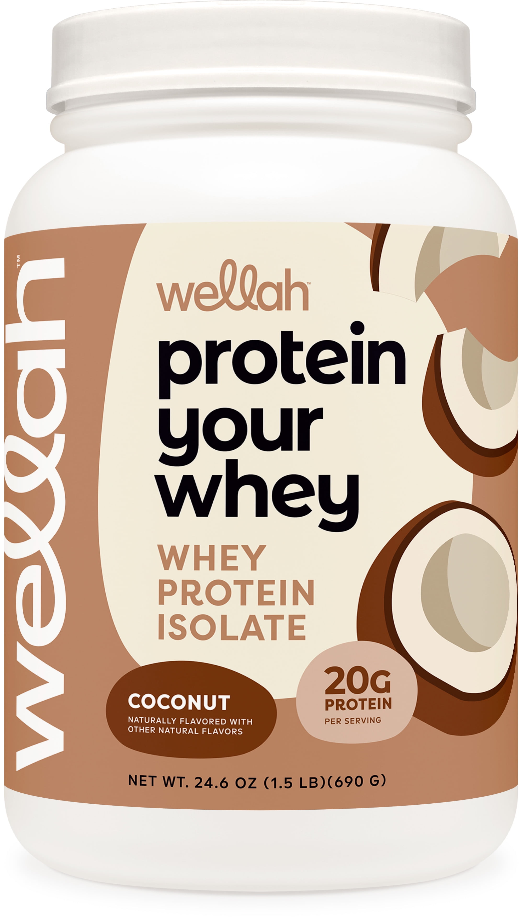 Wellah Your Whey (30 Servings, Coconut Flavored) - Whey Protein Isolate ...