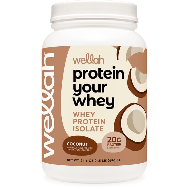 Wellah Your Whey (30 Servings, Coconut Flavored) - Whey Protein Isolate ...
