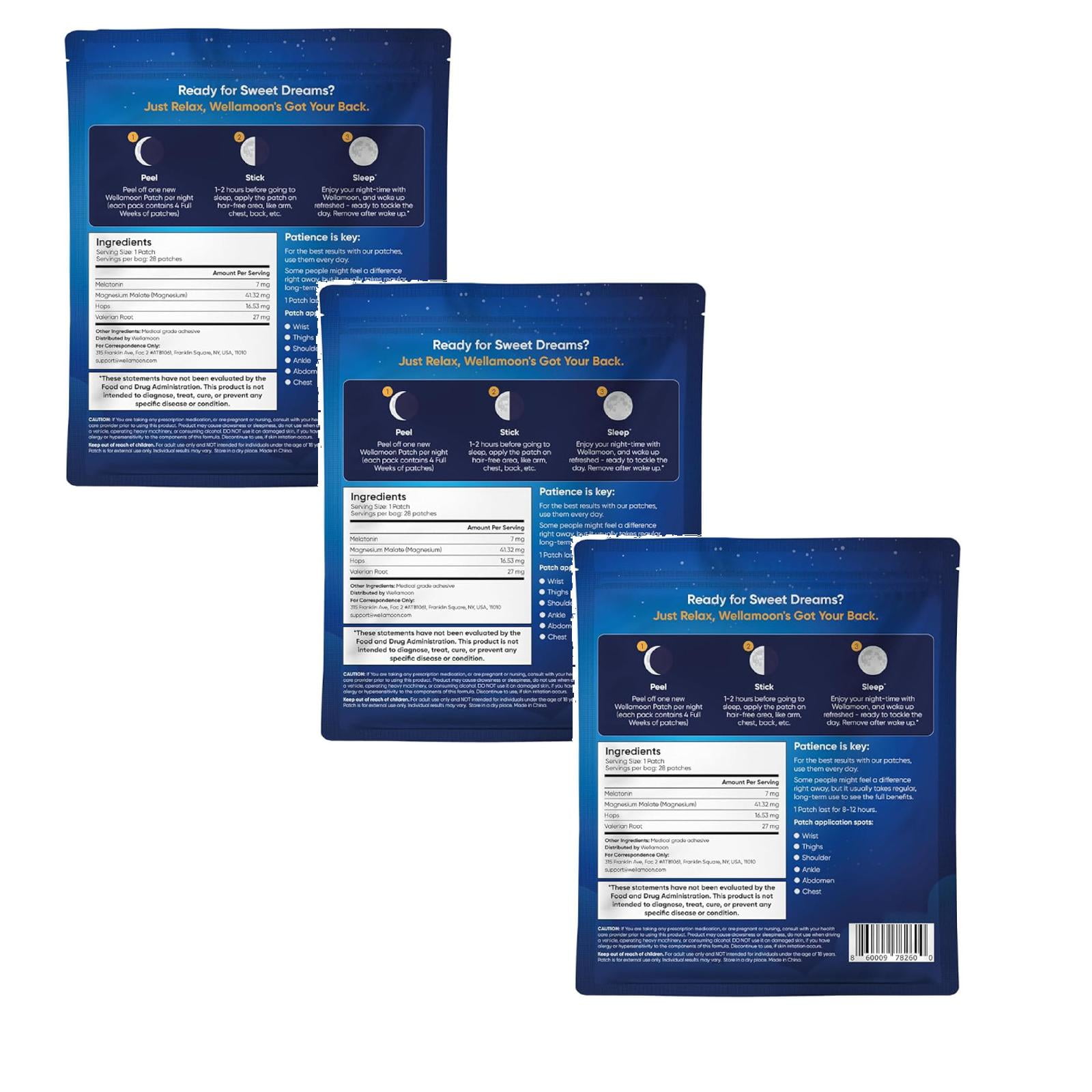 Wellamoon Melatonin Sleep Aid Patches - Valerian, Natural, Easy to ...