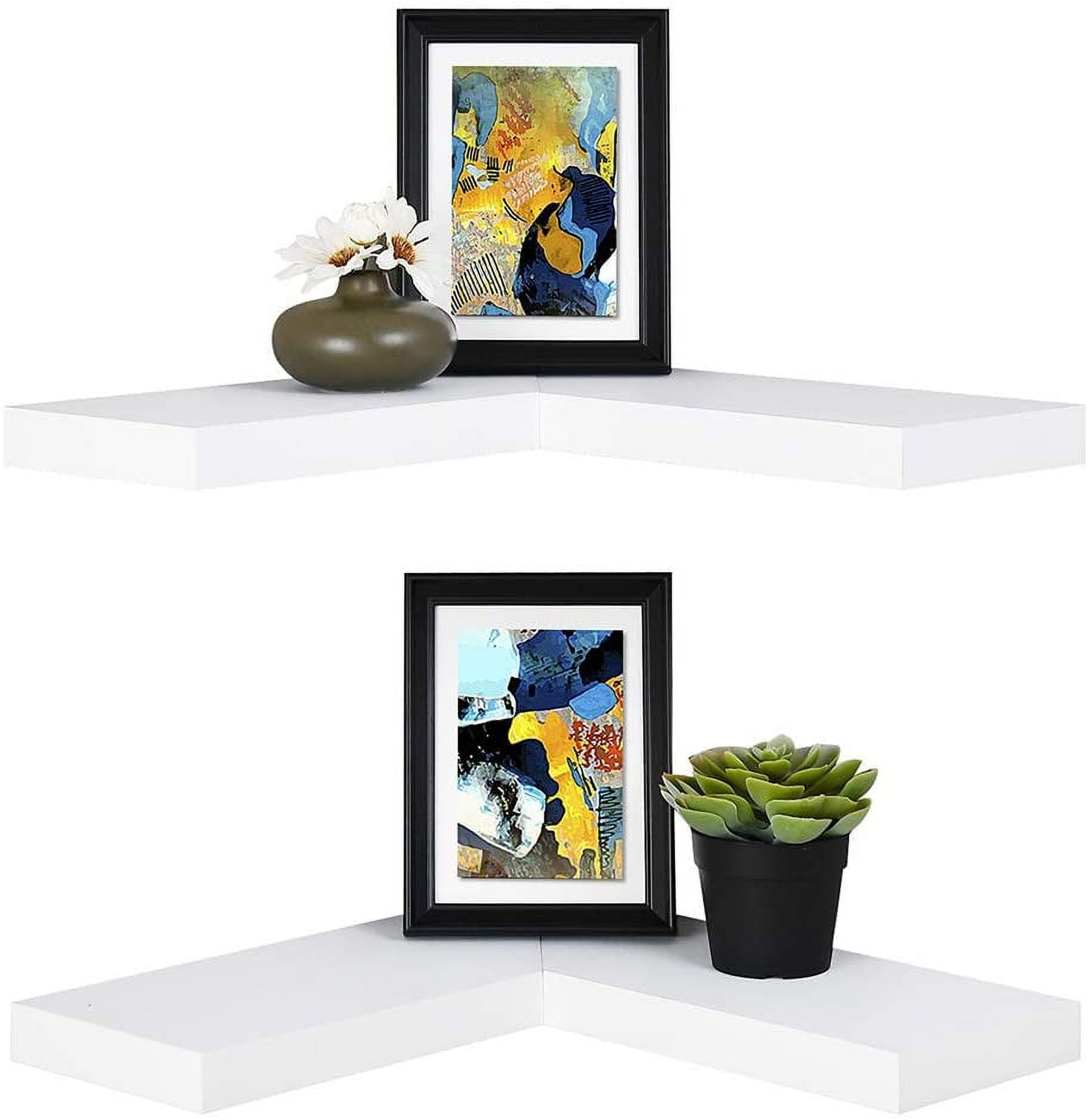 Welland Modern 15.7" 2-Tier White Floating Corner Shelf (2 Count ...