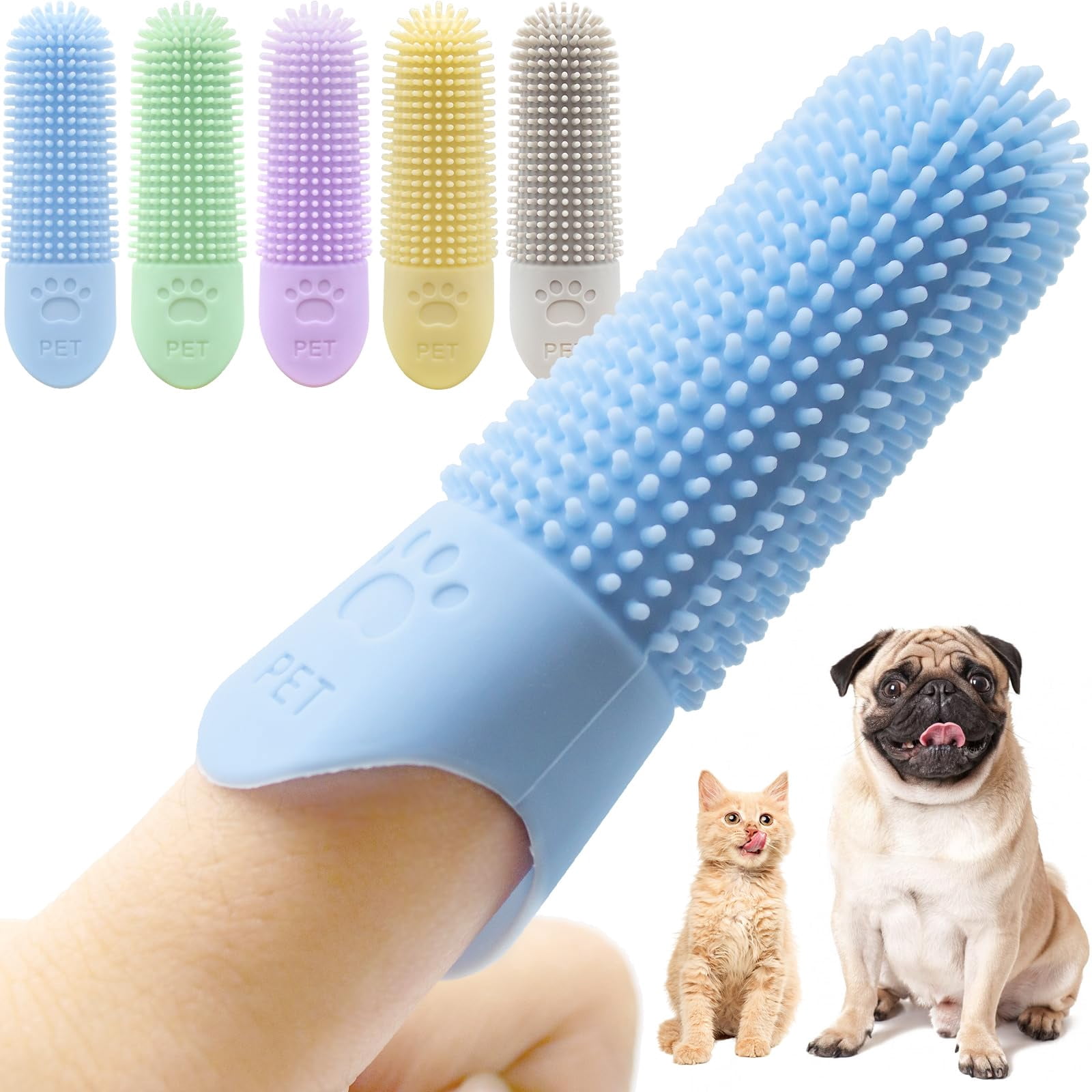 Wellavich Dog Finger Toothbrush, YYF14 Dog & Cat Dental Pet Toothbrush ...