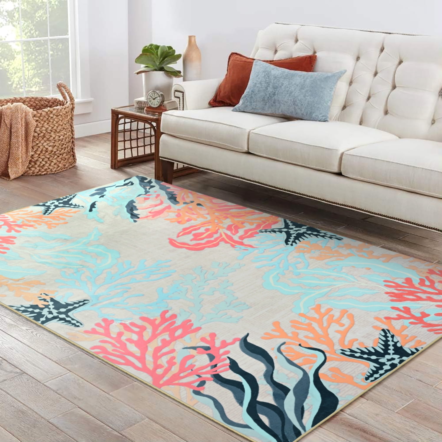 Wellber Area Rug Soft Vintage Floral Rugs Non Slip Carpet for Bedroom ...