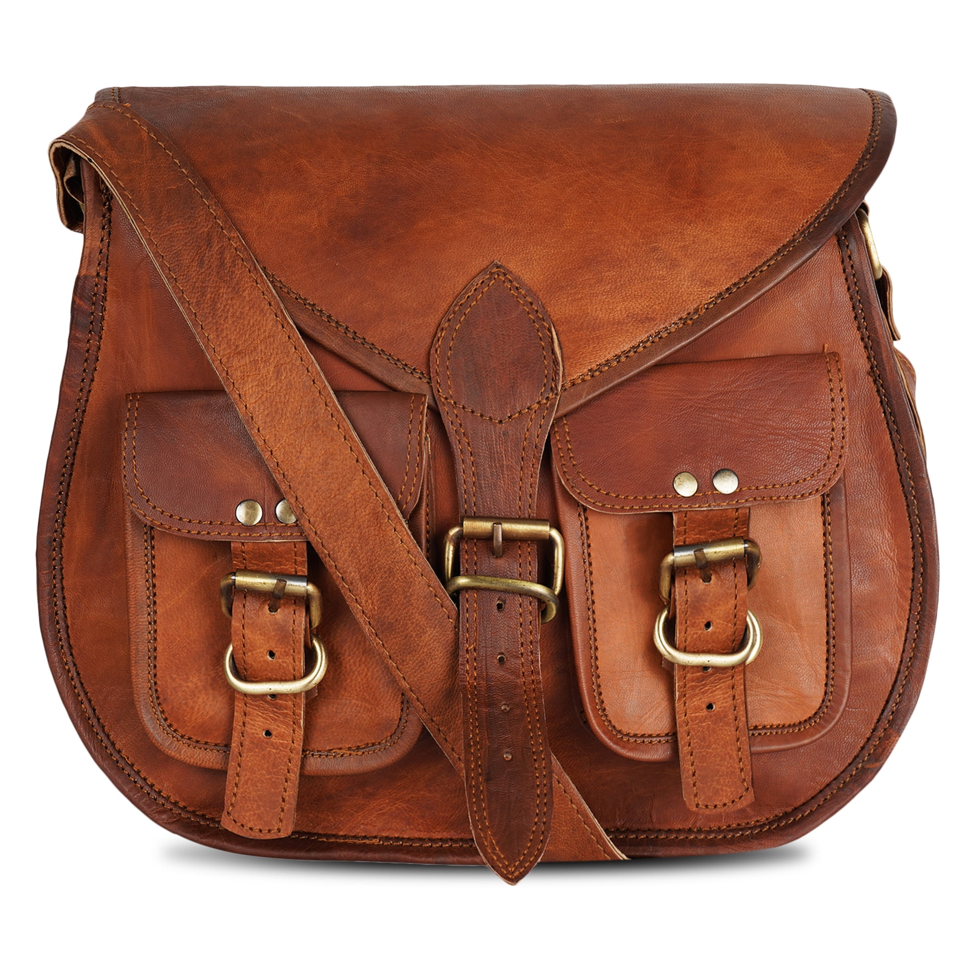 Wellbourne Classic Leather Gypsy Boho Crossbody Bag for Women - 13 x 11 ...