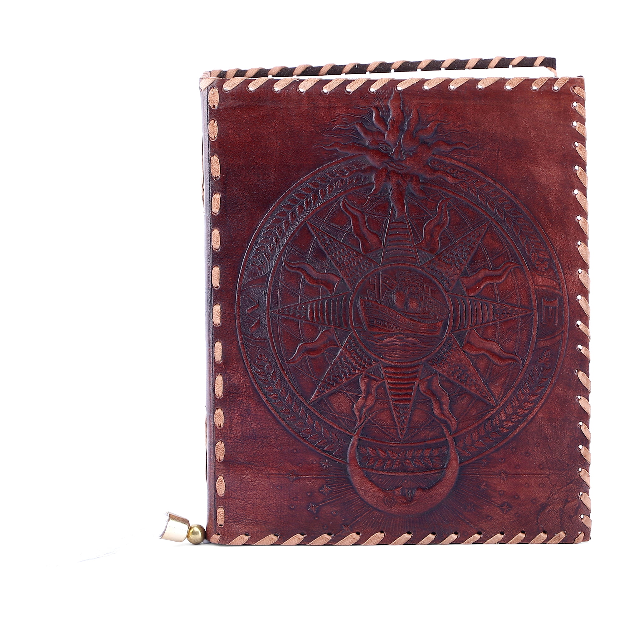 Wellbourne Leather Travel Journal A5 Embossed Pirate Compass Brown ...