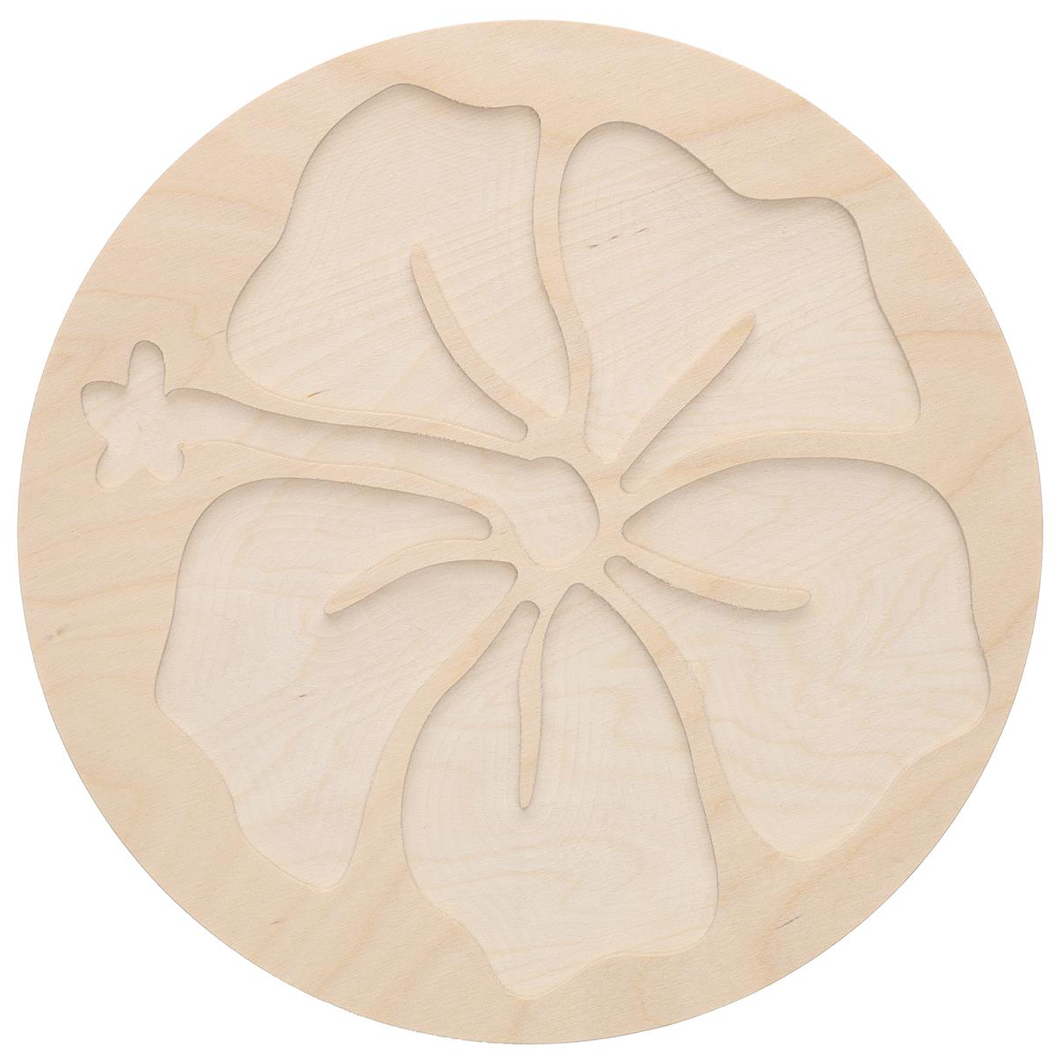 Welled Wood Surface, Circle with Hibiscus Shaped, 10" x 10", for wooden ...