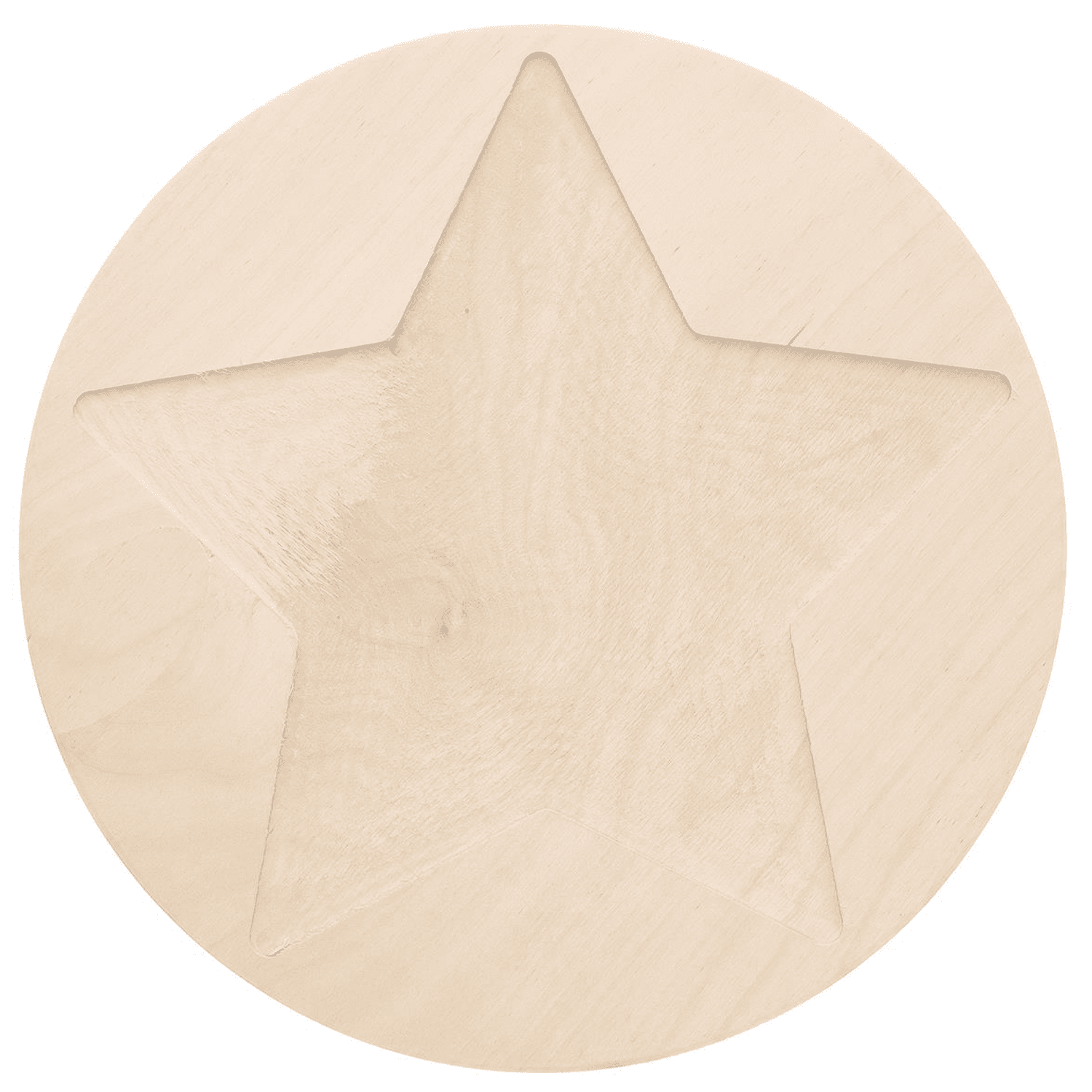 Welled Wood Surface, Circle with Star Shaped, 10" x 10", for wooden ...