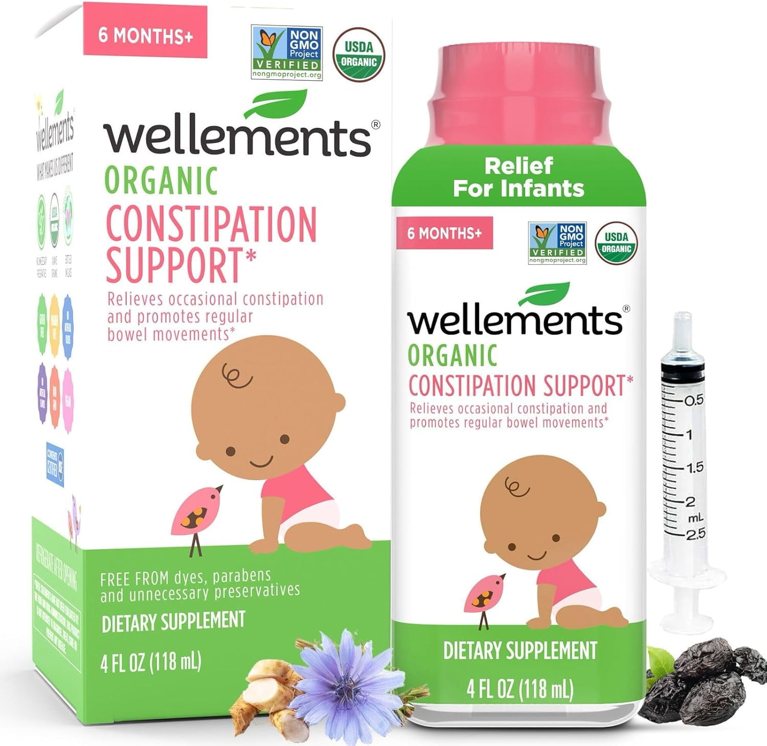 Wellements Organic Baby Constipation Support: Herbal Remedy, USDA ...