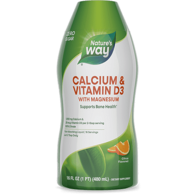 Nature's Way Wellesse Calcium Citrate, Vitamin D3 Liquid, Bone Support ...