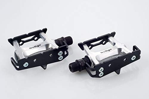 Wellgo New R025 Track Fixed Gear Road Bike Pedals (Toe Clip Strap Ready ...