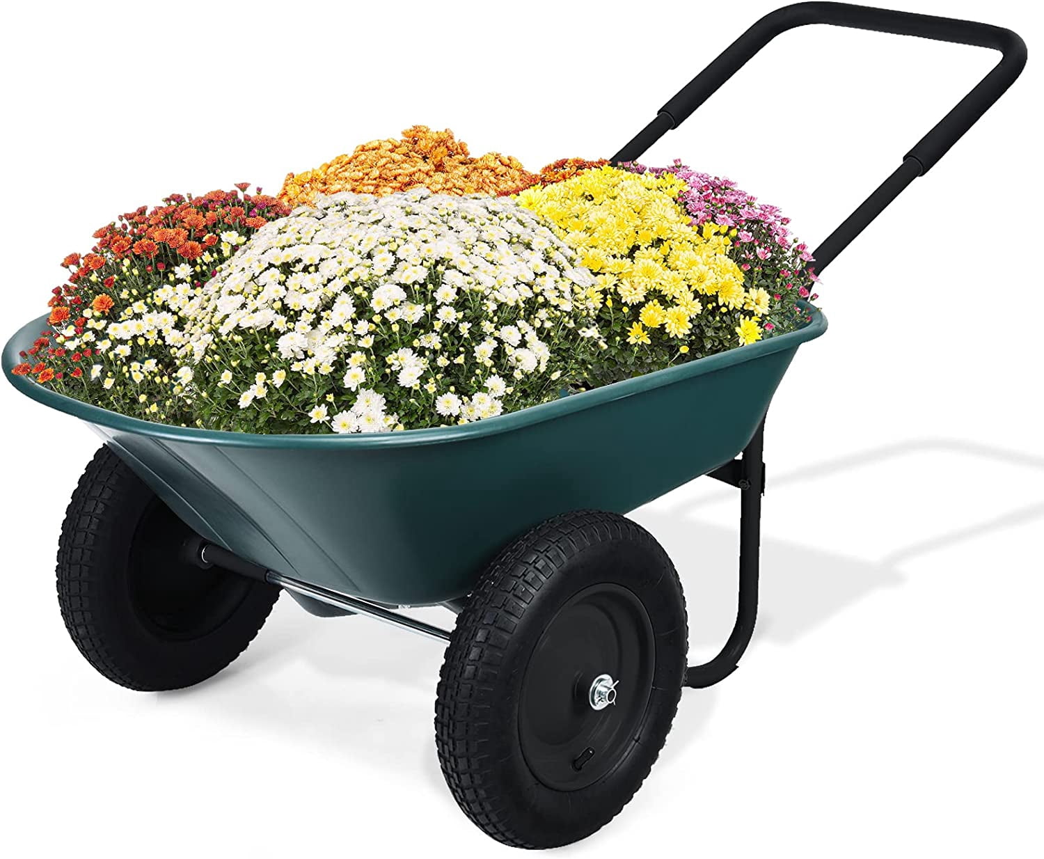 Wellhut 2 Tire Wheelbarrow Dump Cart, 330 LBS Home Utility Garden Cart ...