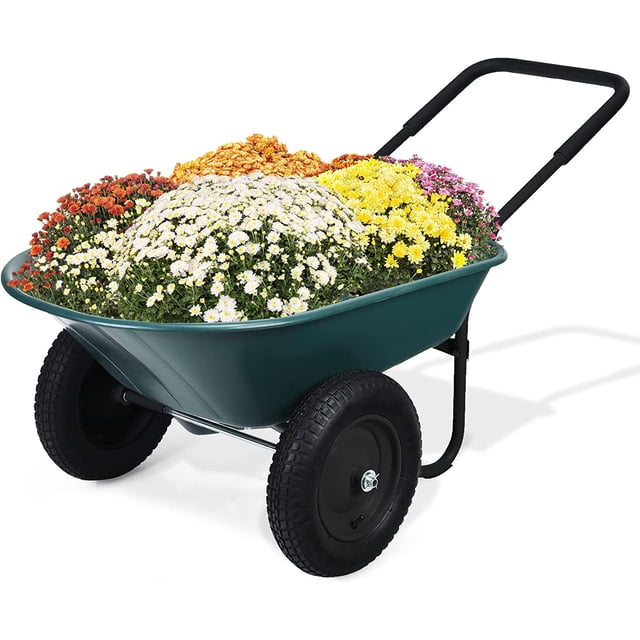 Wellhut 2 Tire Wheelbarrow Dump Cart, 330 LBS Home Utility Garden Cart ...