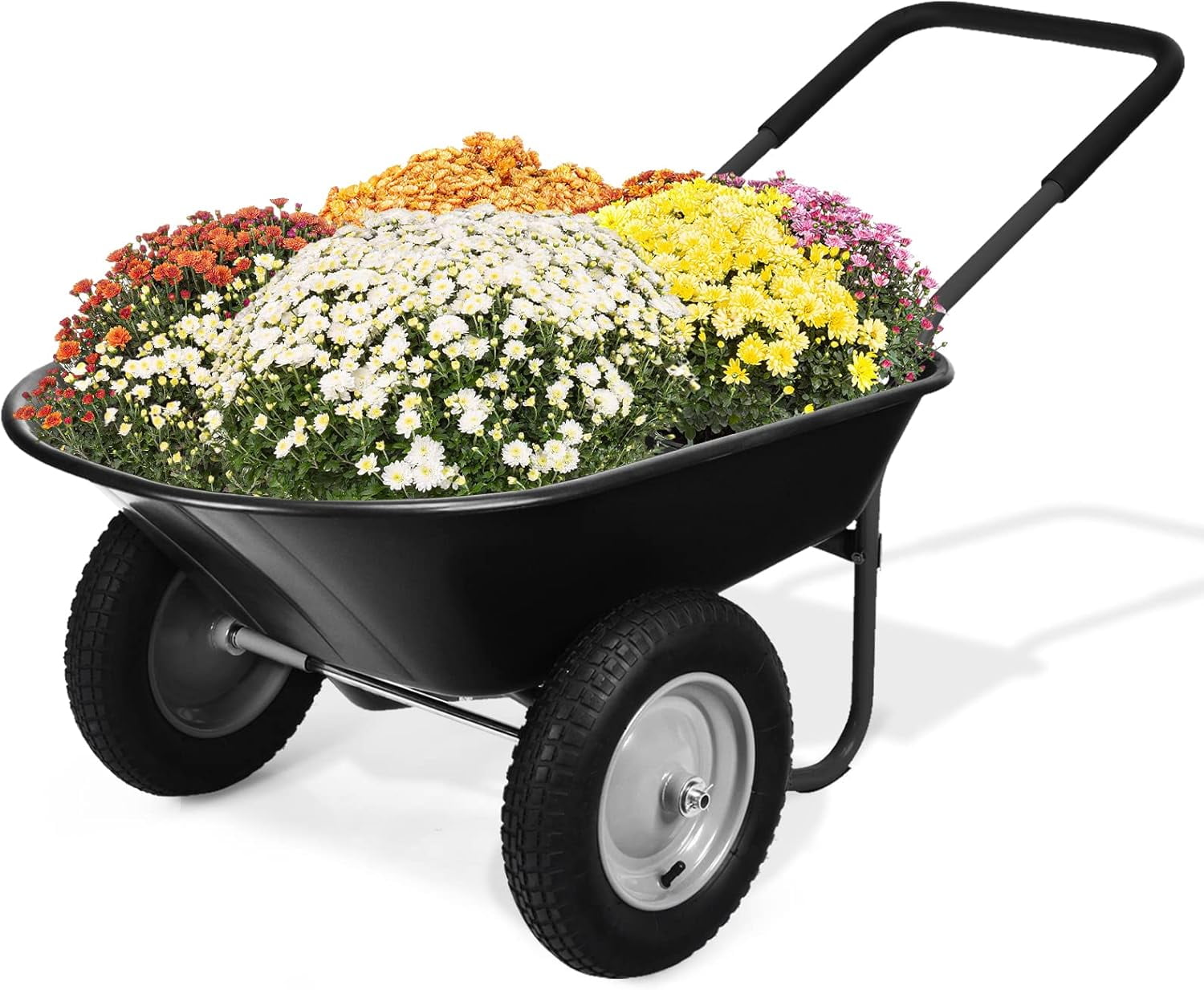Wellhut 2 Tire Wheelbarrow Dump Cart, 330 LBS Home Utility Garden Cart ...