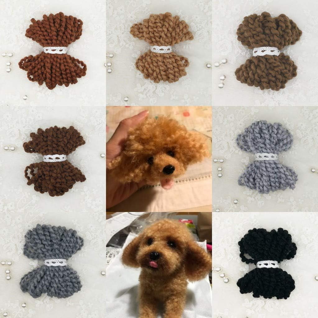 WellieSTR 35g(7 Color) Curly Hair Coils of Wool Felt Carded Sheep Wool ...