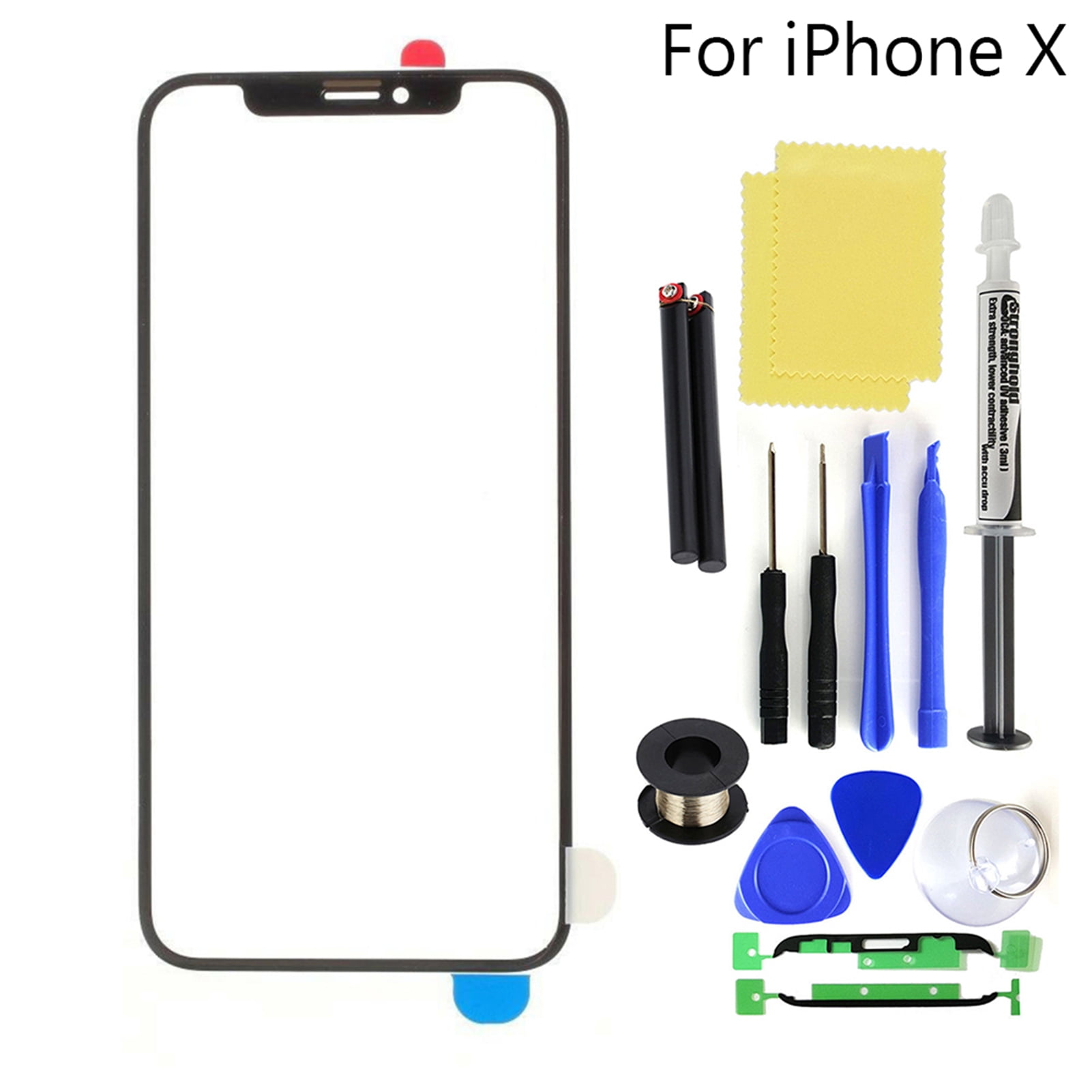 Welling Replacement Front Glass Lens Screen UV Glue Kit for iPhone X XR ...
