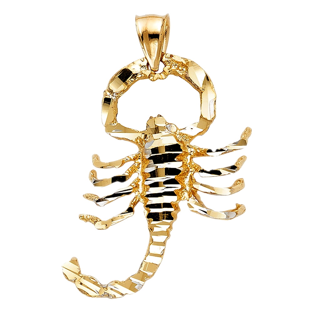 Wellingsale 14K Yellow Gold Polished Diamond Cut Ornate Scorpion ...
