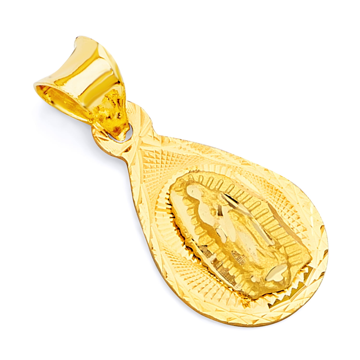 Wellingsale 14K Yellow Gold Polished Diamond Cut Religious Our Lady of ...