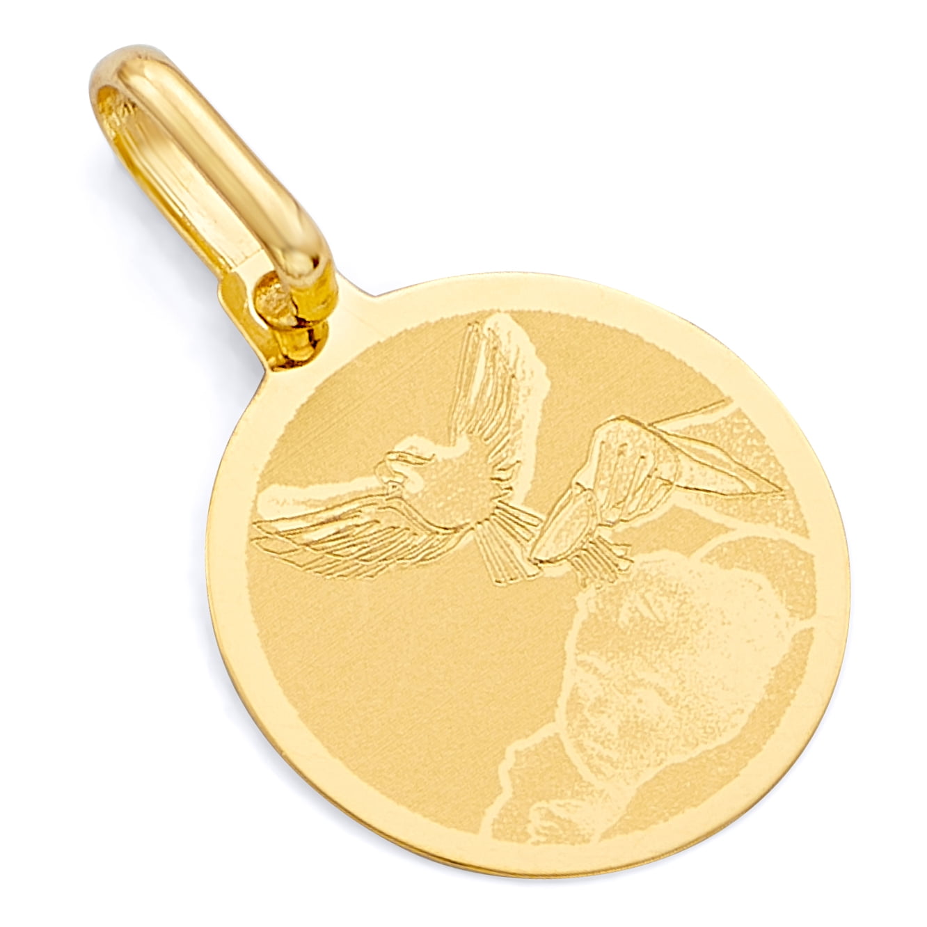 Wellingsale 14K Yellow Gold Polished Religious Baptism Charm Pendant ...
