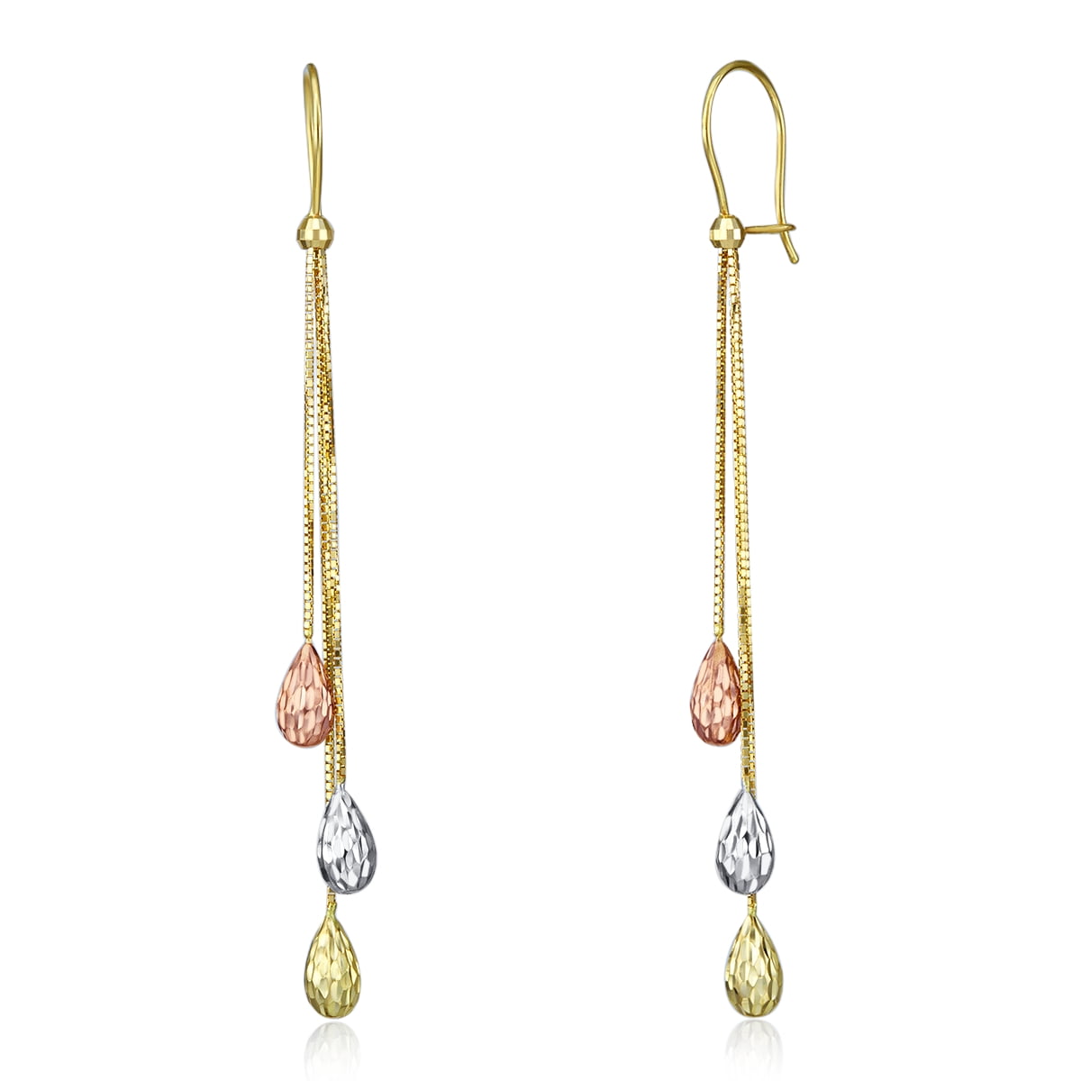 Wellingsale Ladies 14k Tri 3 Color Gold Polished Dangle Hanging Drop ... Wellingsale Ladies 14k Tri 3 Color Gold Polished Dangle Hanging Drop ...