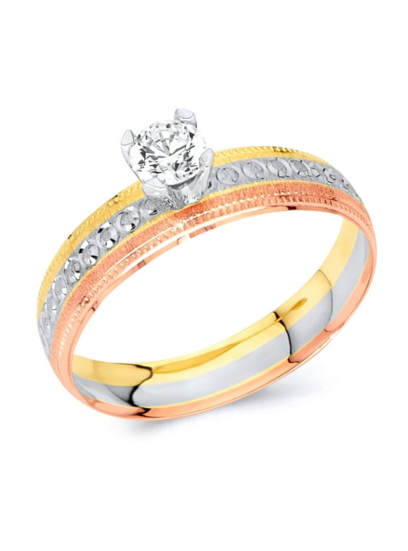 Tri Color Gold Engagement Ring