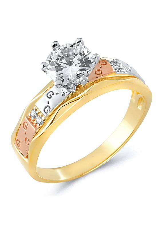 Tri Color Gold Engagement Ring