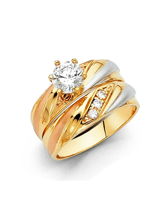 Tri Color Gold Engagement Ring