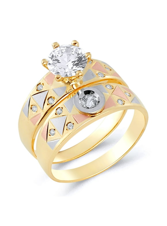 Tri Color Gold Engagement Ring