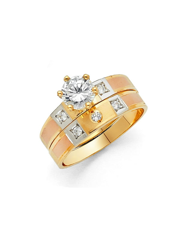Tri Color Gold Engagement Ring