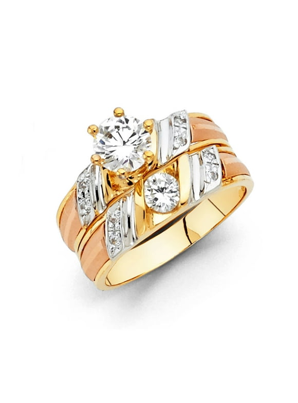 Tri Color Gold Engagement Ring