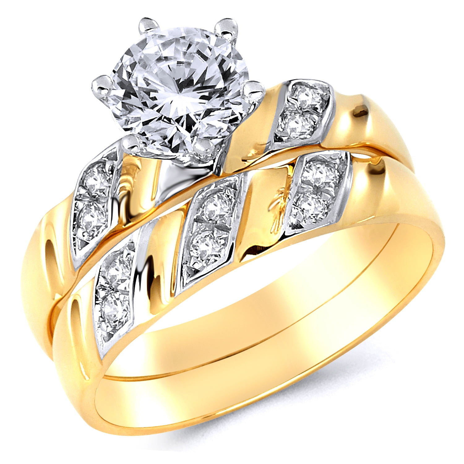 Wellingsale Ladies Solid 14k Two 2 Tone White and Yellow Gold Polished ...