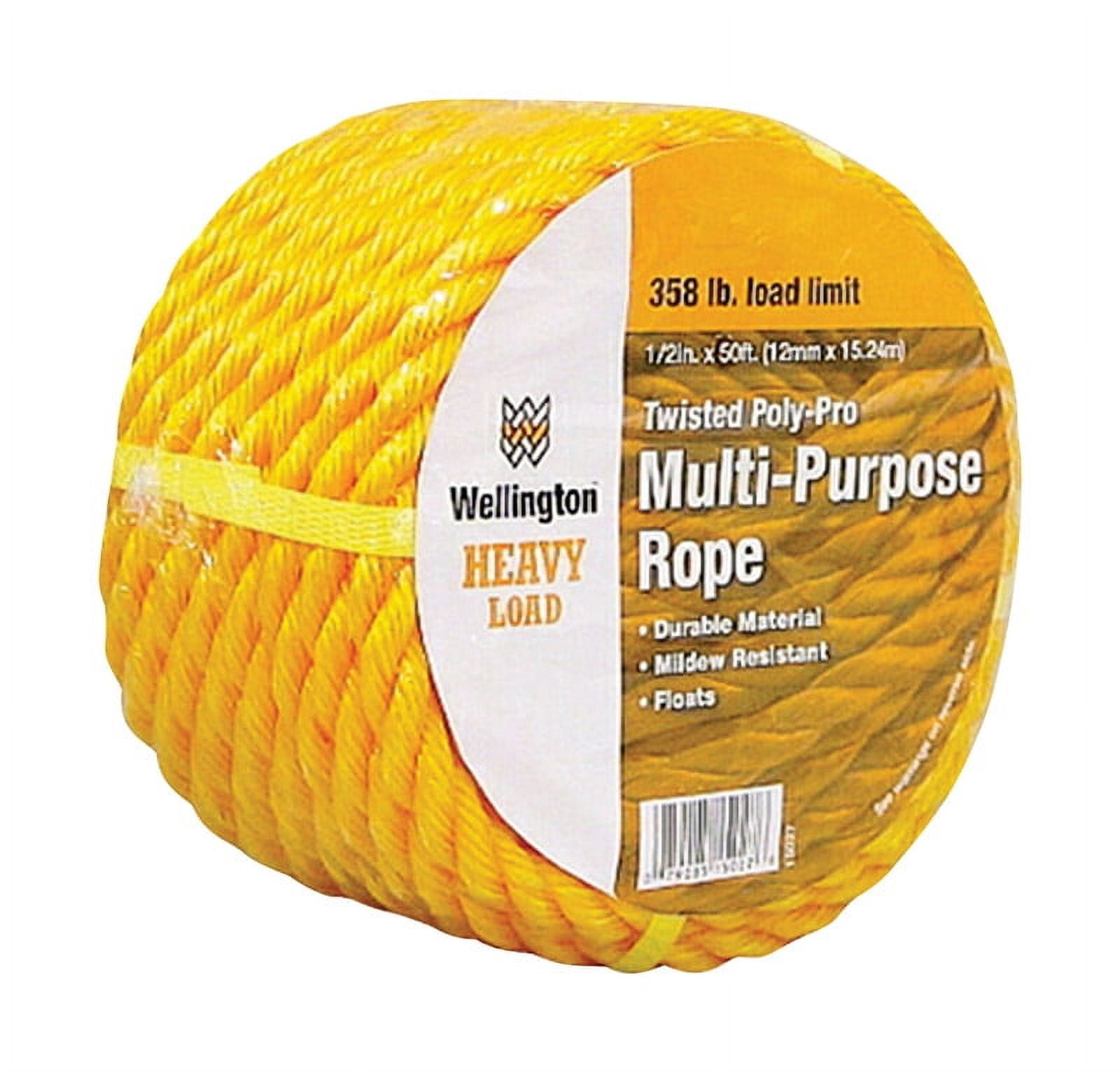 Wellington 1/2 in. D X 50 ft. L Yellow Twisted Poly Rope - Walmart.com