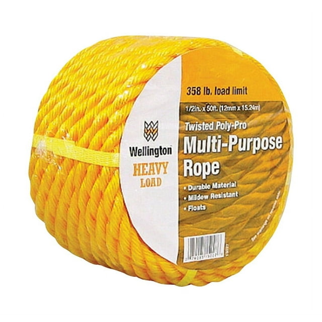 Wellington 1/2 in. D X 50 ft. L Yellow Twisted Poly Rope - Walmart.com