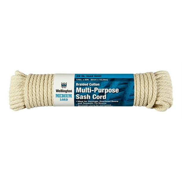 Wellington 1/4 in. D X 50 ft. L White Solid Braided Cotton Sash Cord ...