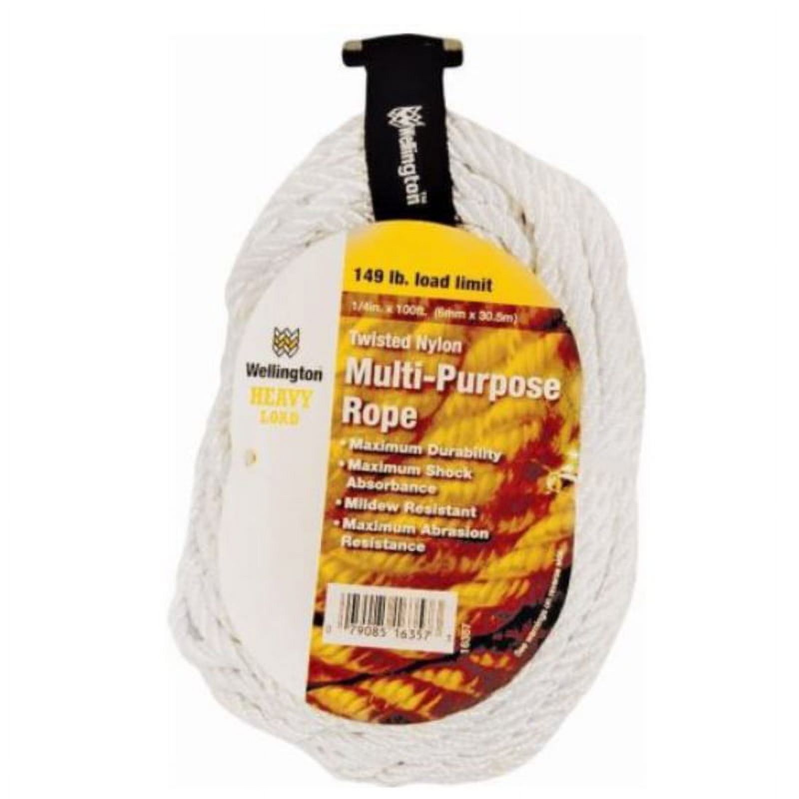 Wellington 1/4 in. Dia. x 100 ft. L White Twisted Nylon Rope - Walmart.com