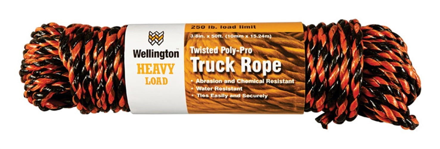 Wellington 3/8 in. D X 50 ft. L Black/Orange Twisted Poly Truck Rope ...