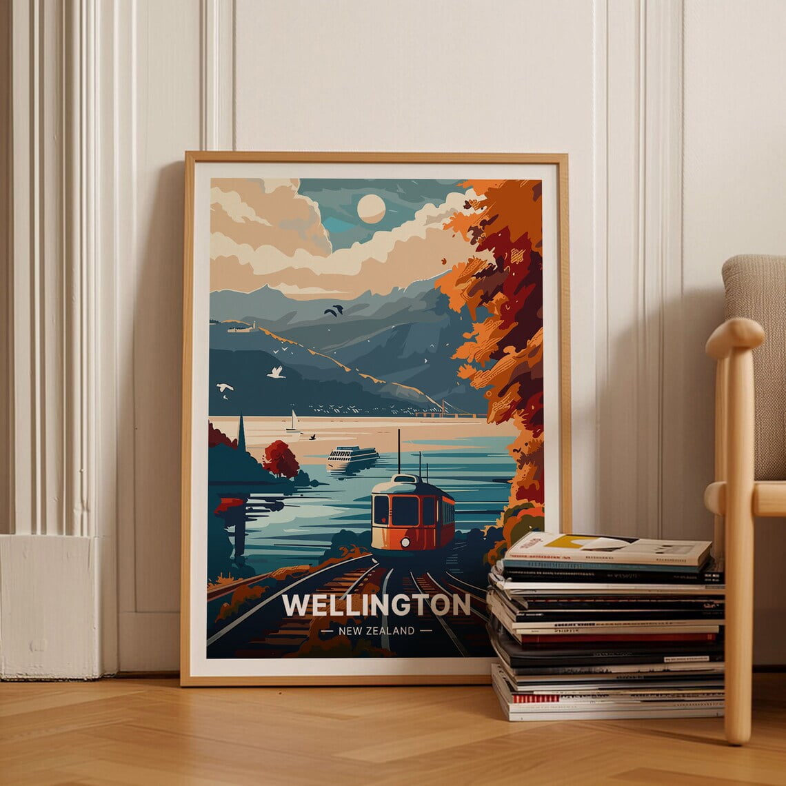 Wellington New Zealand Skyline Evening Wall Art, Unframed Paper Poster ...