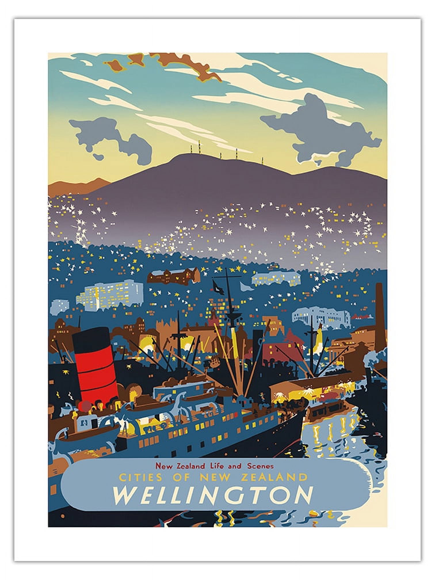 Wellington New Zealand - - Vintage Travel Poster by Howard Malitte c ...