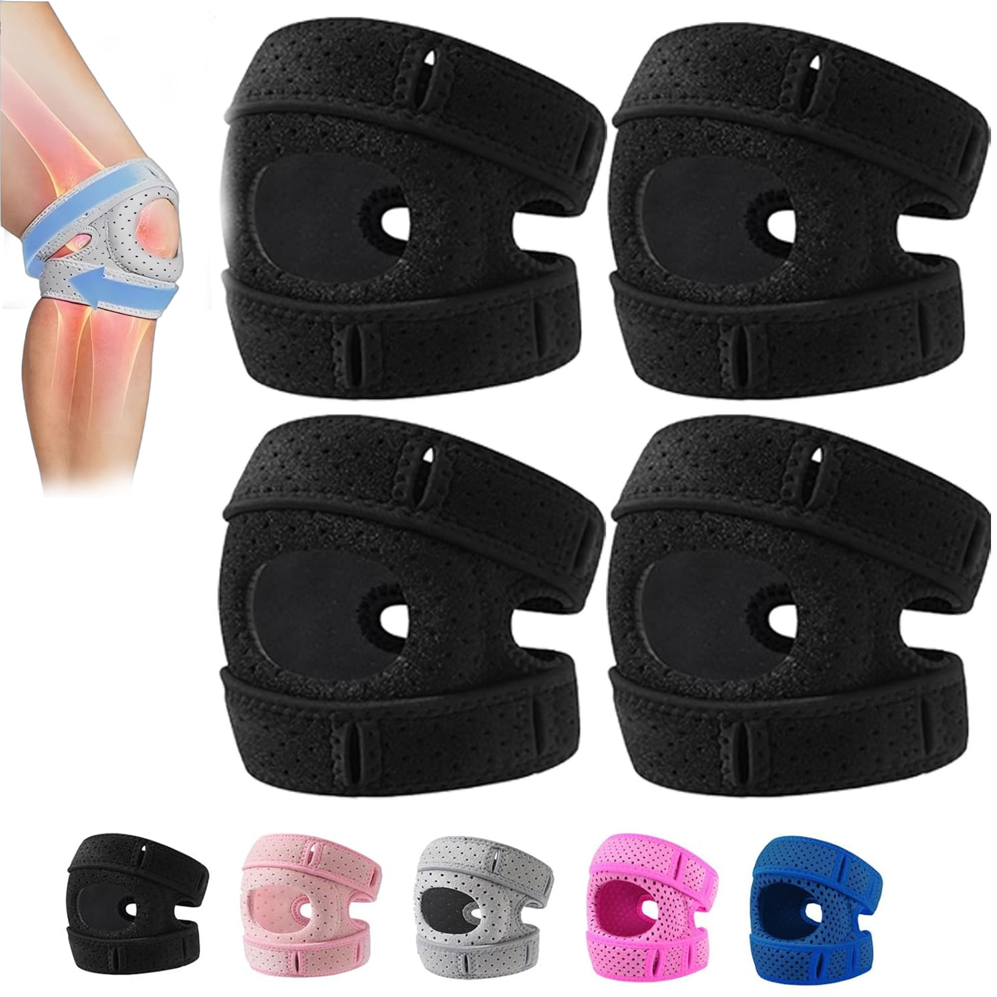 Wellknee Knee Brace, Adjustable Patellar Tendon Support Sleeves, with ...